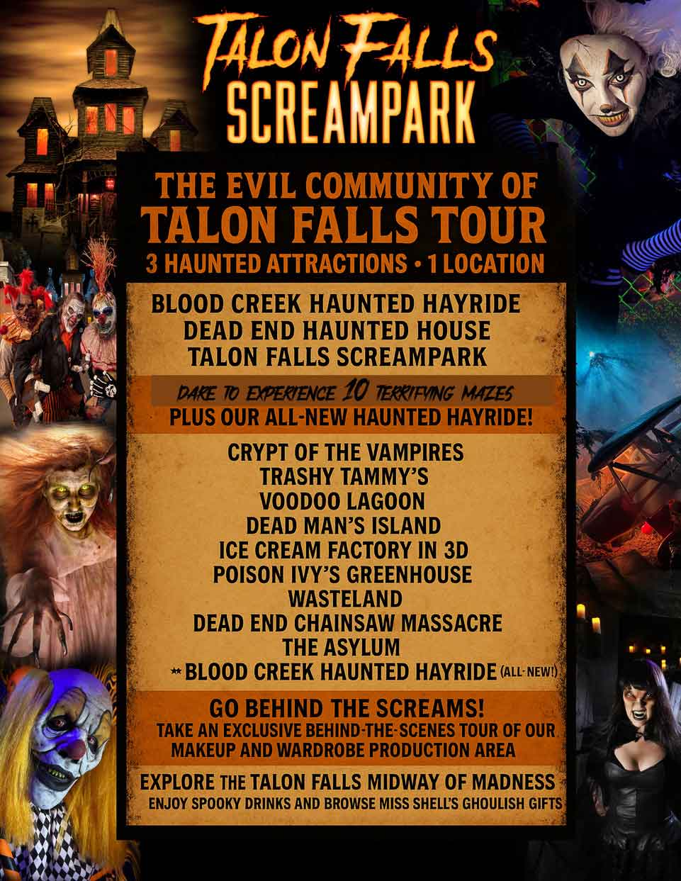 Pre-Show Haunt Tour to Talon Falls Screampark - TransWorld's Halloween ...
